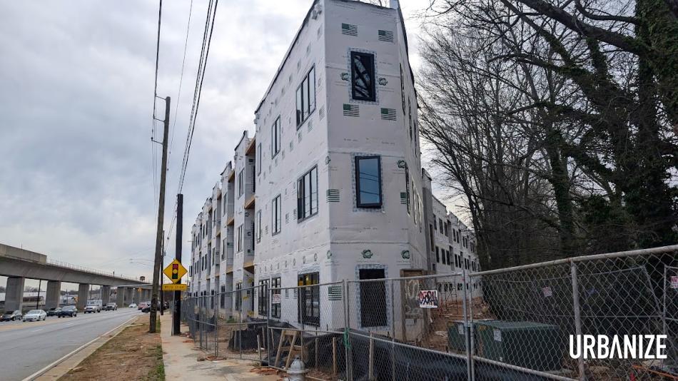 Wedge-shaped project tops out near Beltline, MARTA station | Urbanize Atlanta